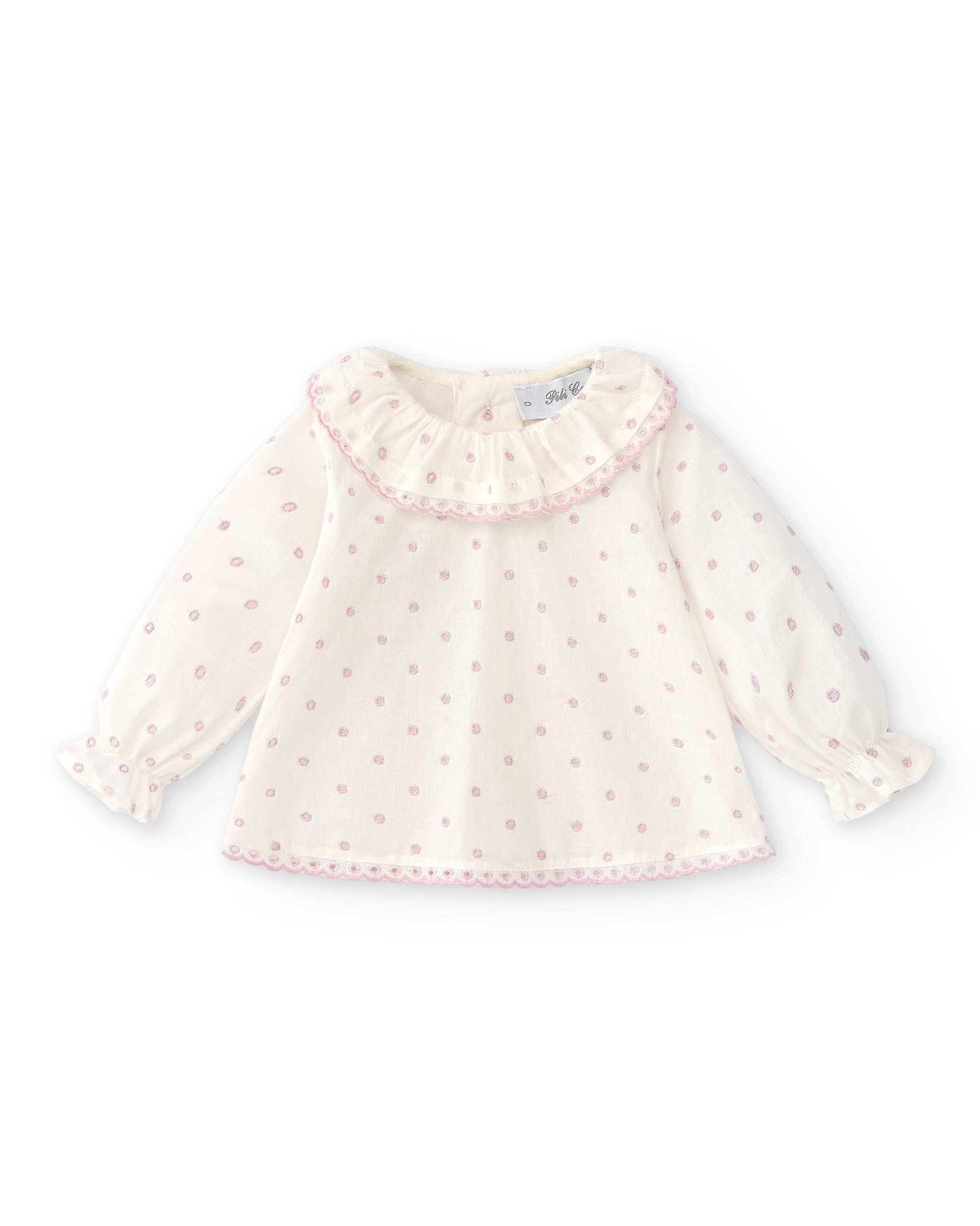 White Blouse with little pink holes and Berta collar – MIBONBóN