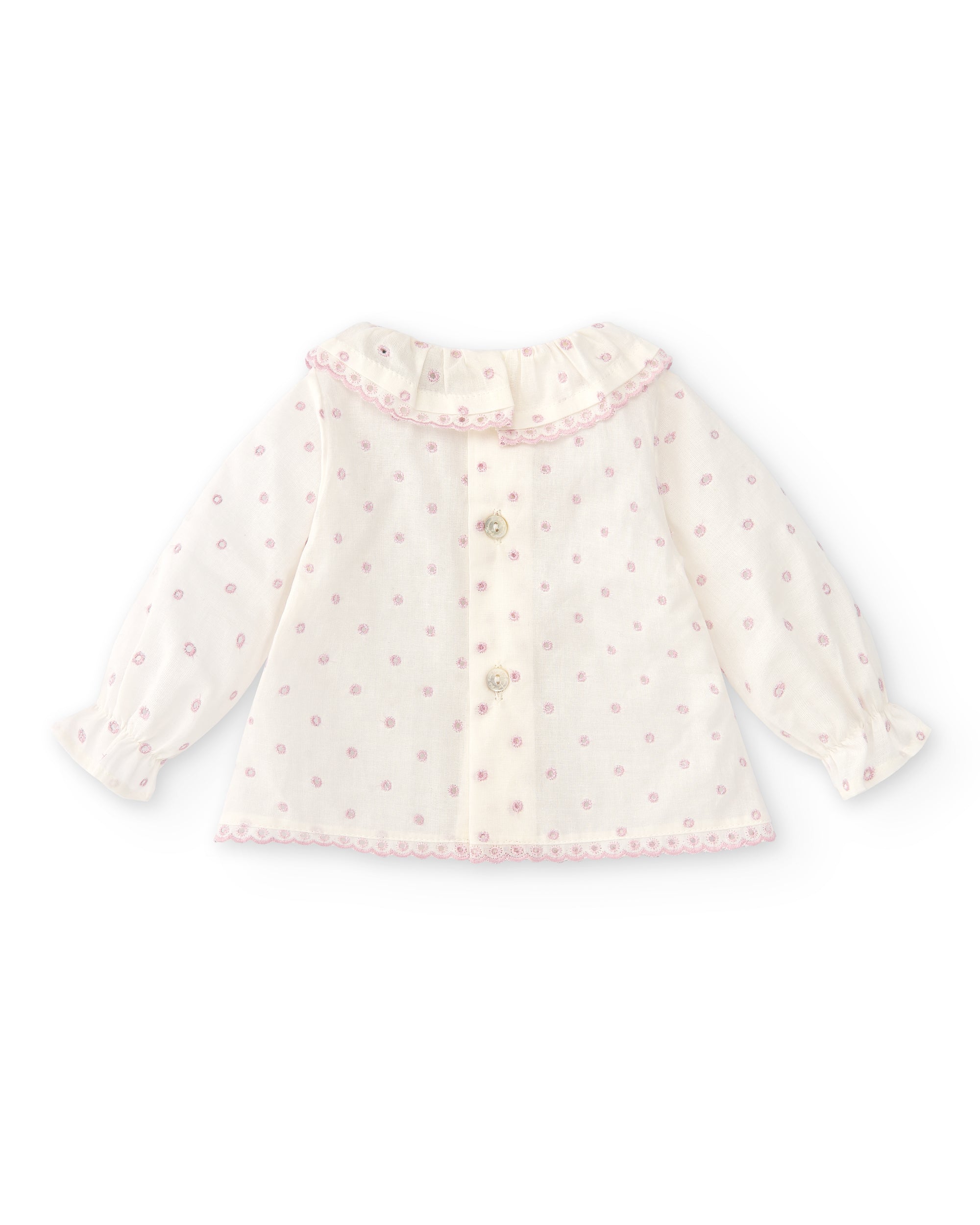 White Blouse with little pink holes and Berta collar – MIBONBóN